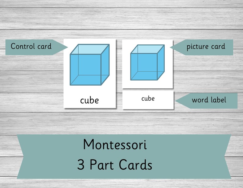 3D Shapes- Montessori 3 Part Flash Cards- Editable PDF- Instant ...