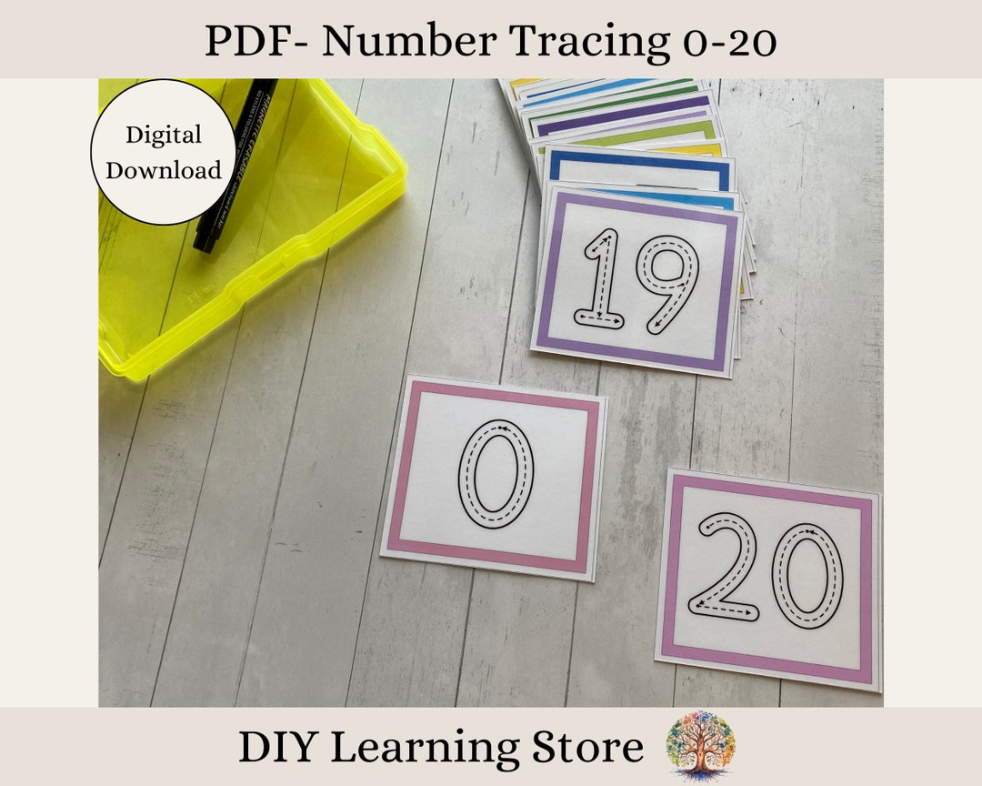 Number Tracing 0-20 -instant Download- Montessori Learning Toy for ...