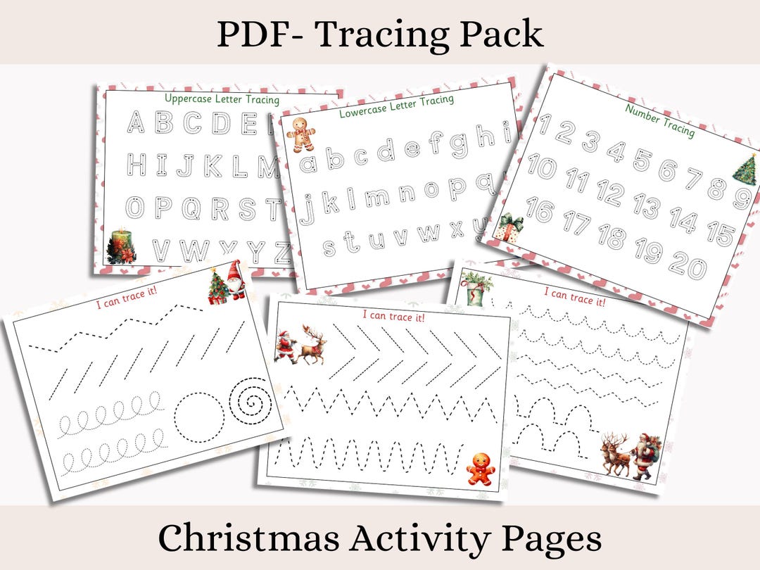 Tracing Pack Christmas Activity- Letters, Numbers 1-20, Lines- Toddler ...