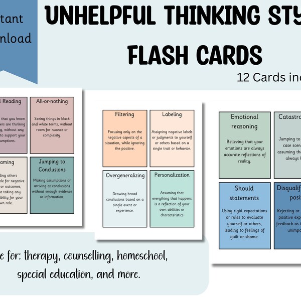 Cognitive Distortions Cards - Etsy