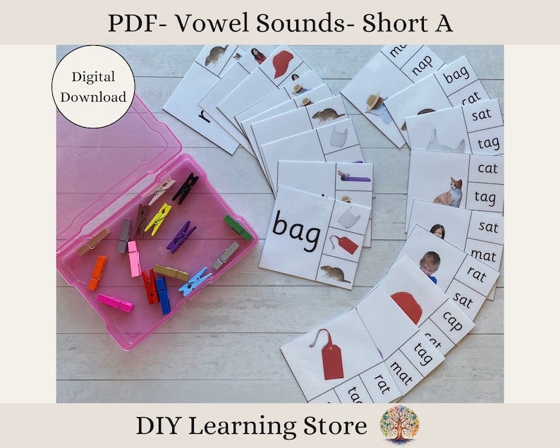 Short A Vowel Sounds Phonics Cards – Real Pictures - Montessori ...