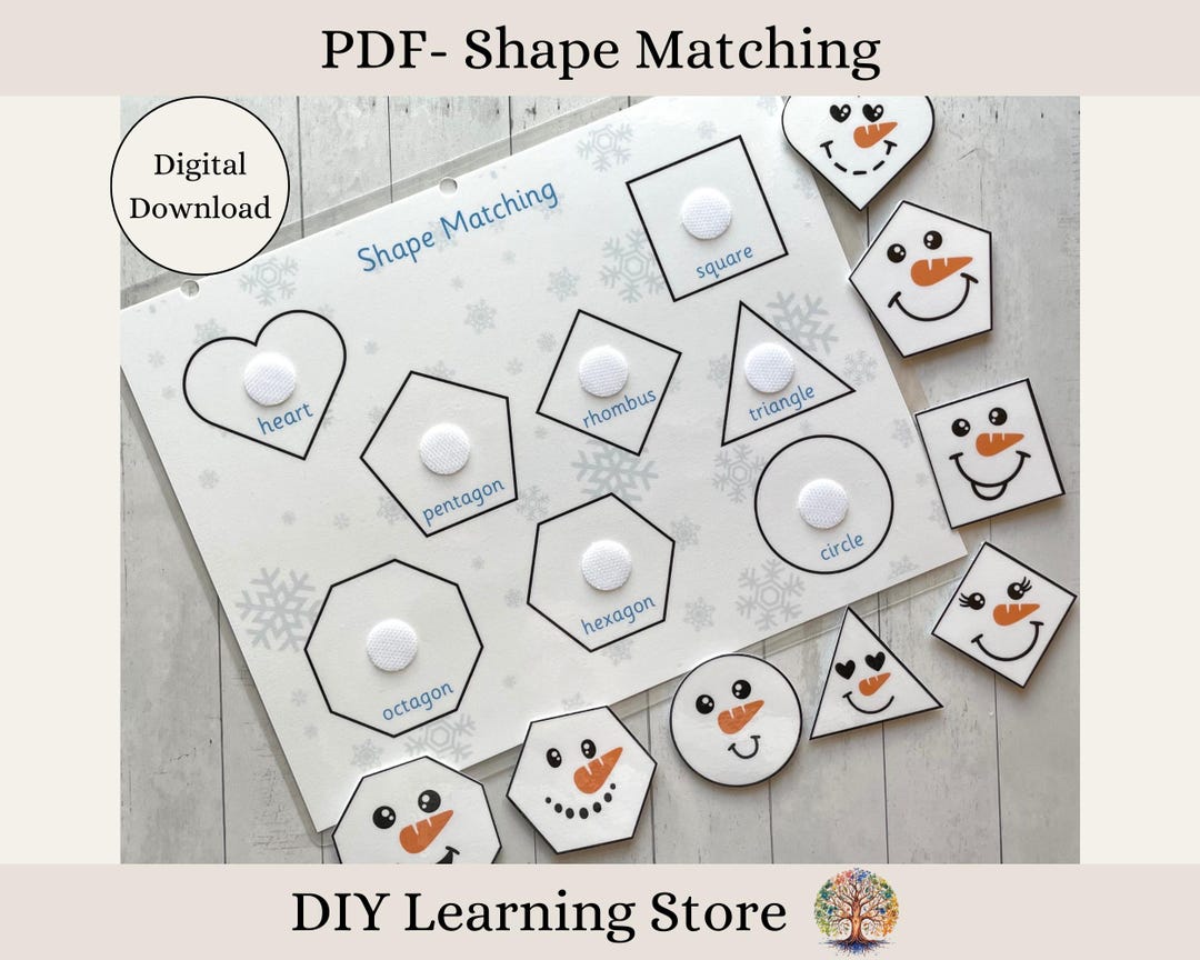 Shape Matching Snowman Faces- Winter Activity Page- Toddler, Preschool ...