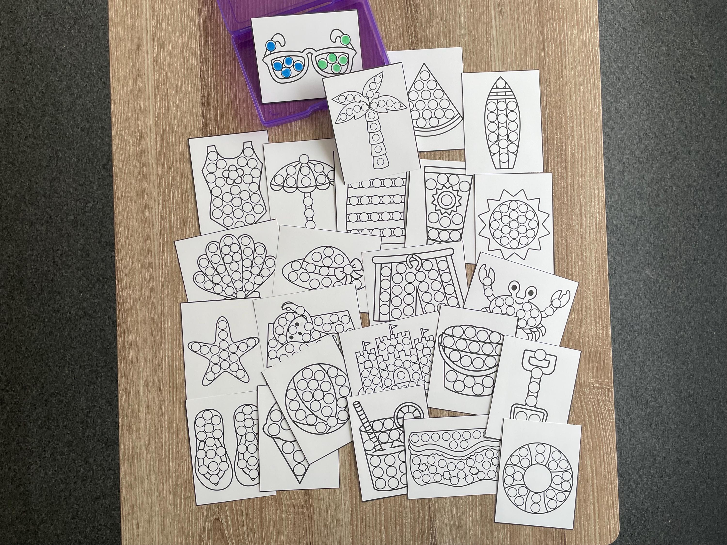 Dot Marker Coloring Pages- Summer Themed Cards- Toddler Activities ...