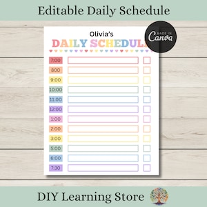 Kids Daily Schedule- Editable Canva Template- Daily Tracker- Task ...