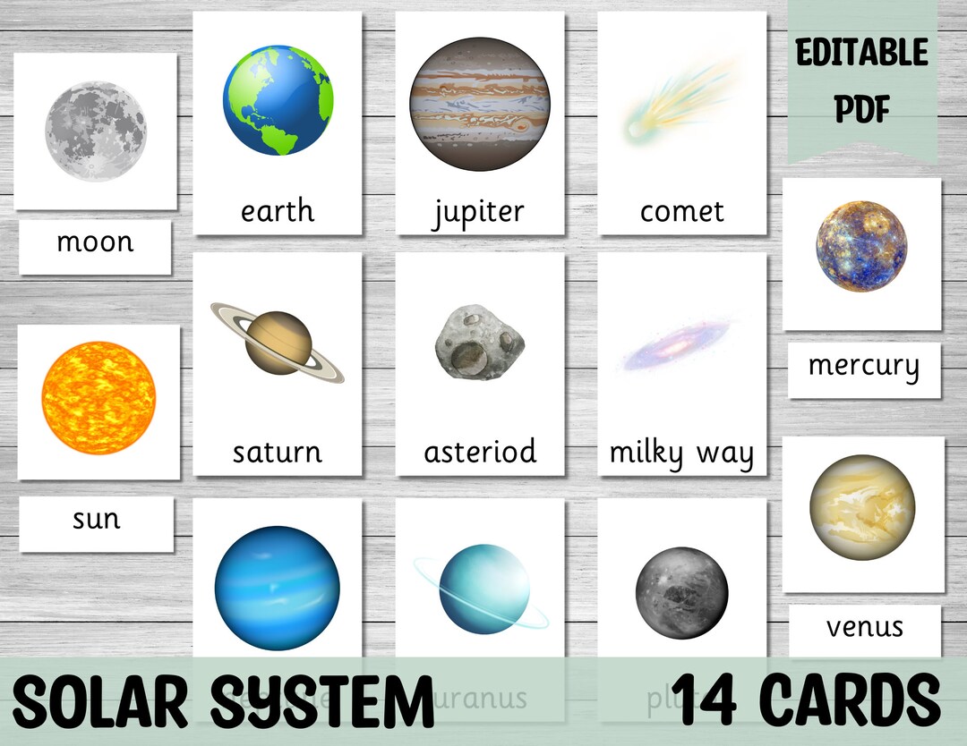 Solar System Montessori 3 Part Flash Cards Montessori Toys - Etsy Australia