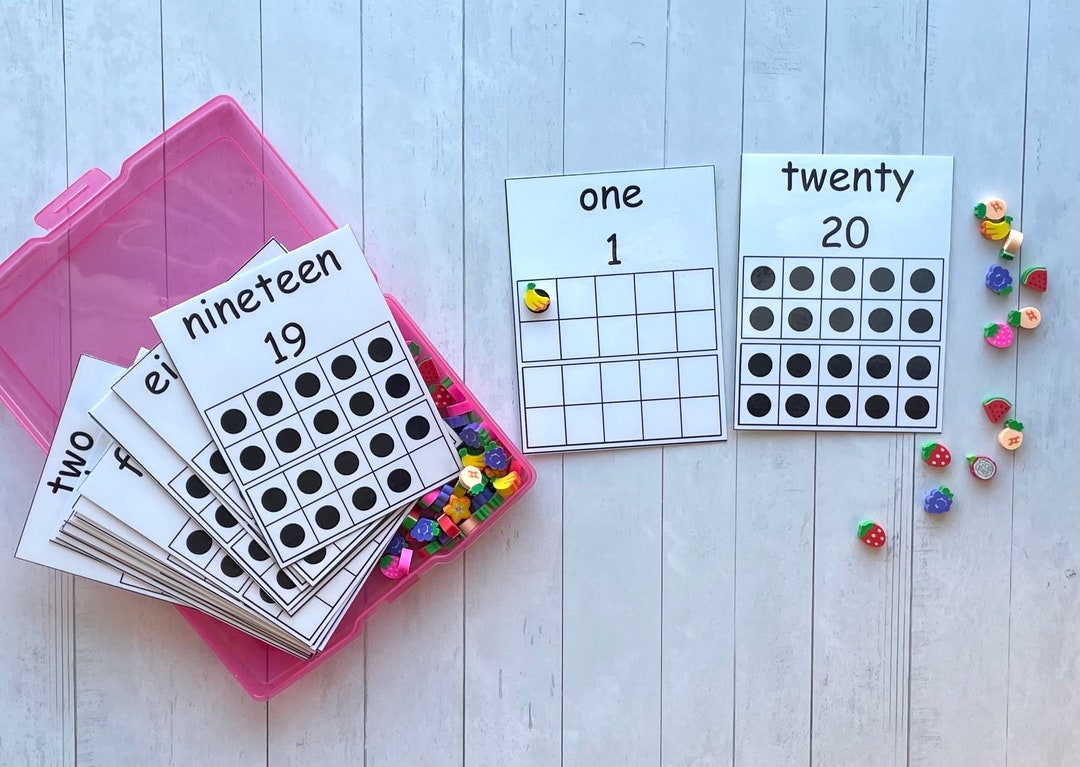 Ten Frame Counting 1-20 Task Box Activity Set-montessori Learning Toy ...