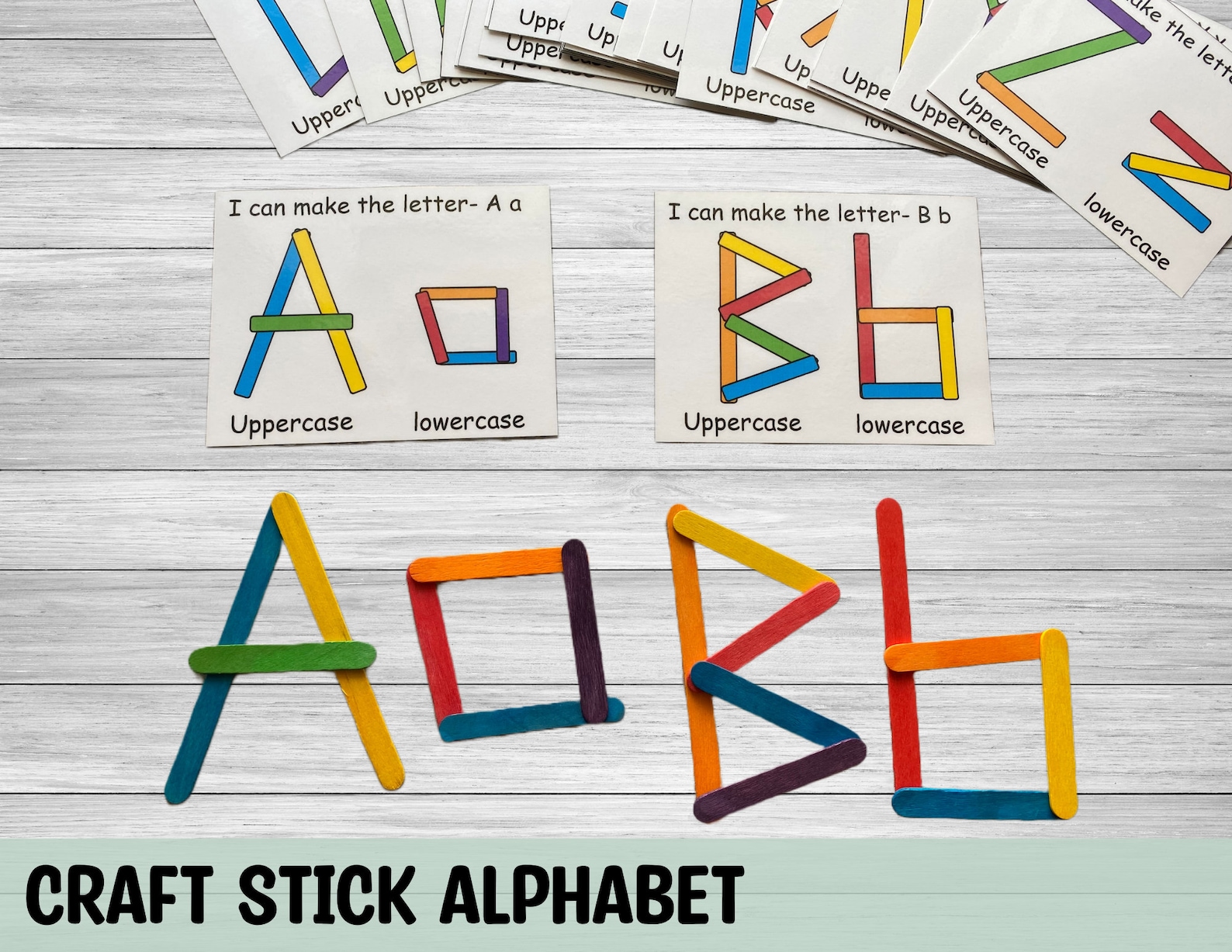 Craft Stick Alphabet-uppercase and Lowercase-instant Download ...