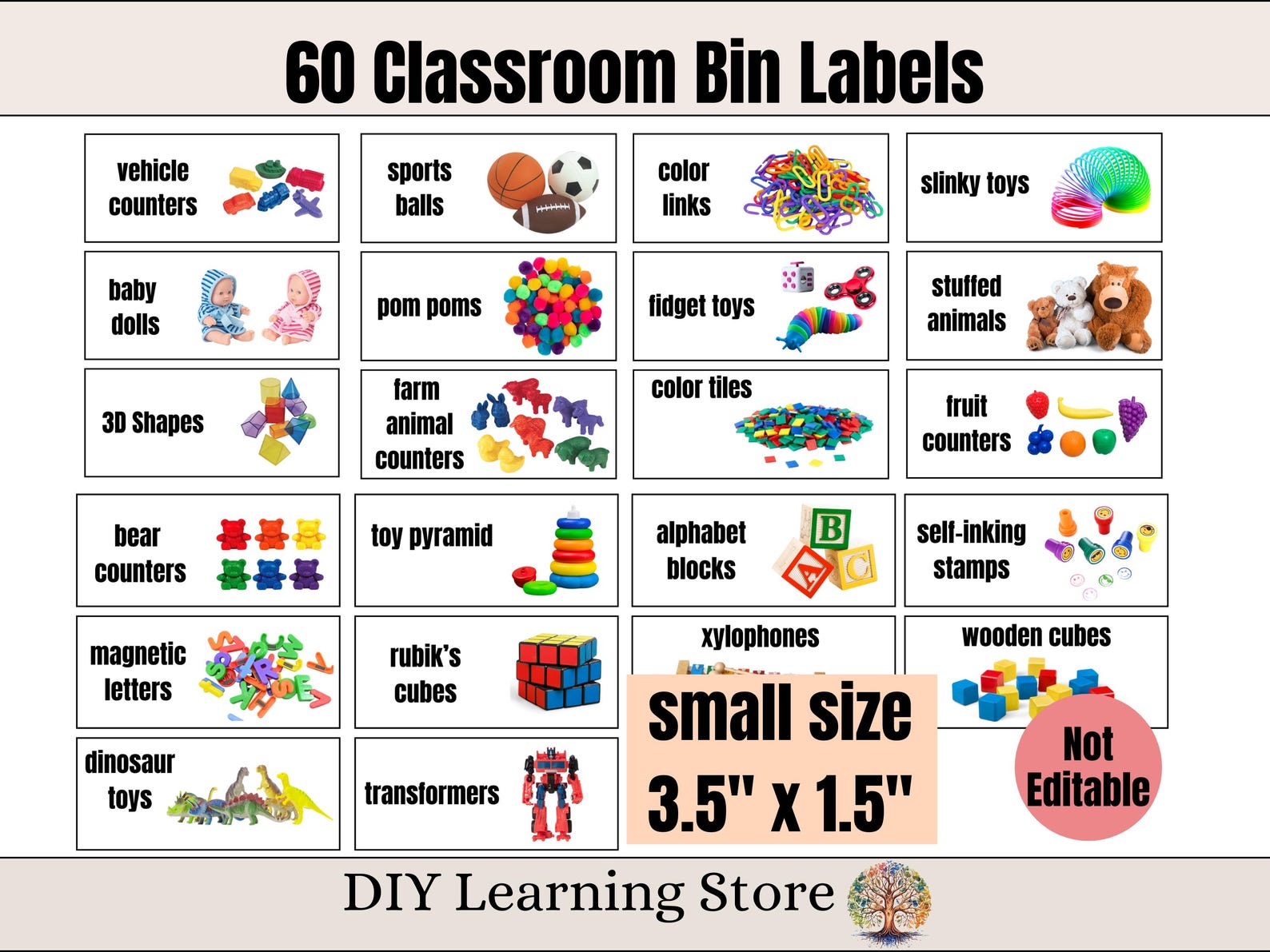 60 Classroom Labels- Toy Organization and Storage- Printable PDF ...