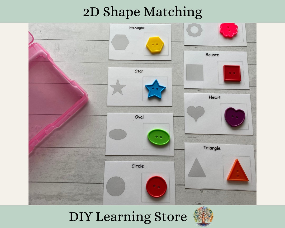 2D Shape Matching Task Box Activity Set Montessori Learning Toy for ...
