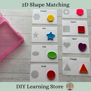 2D Shape Matching Task Box Activity Set Montessori Learning Toy for ...