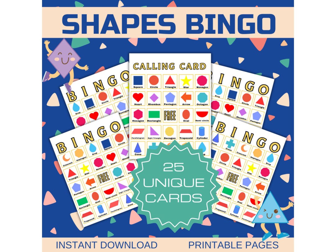 Shapes Bingo- Preschool Learning Activity- Instant Download- Homeschool ...