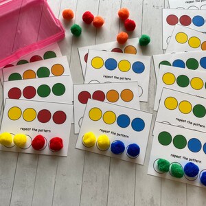 Pom Patterns Task Box Activity Set- Montessori Learning Toy for ...