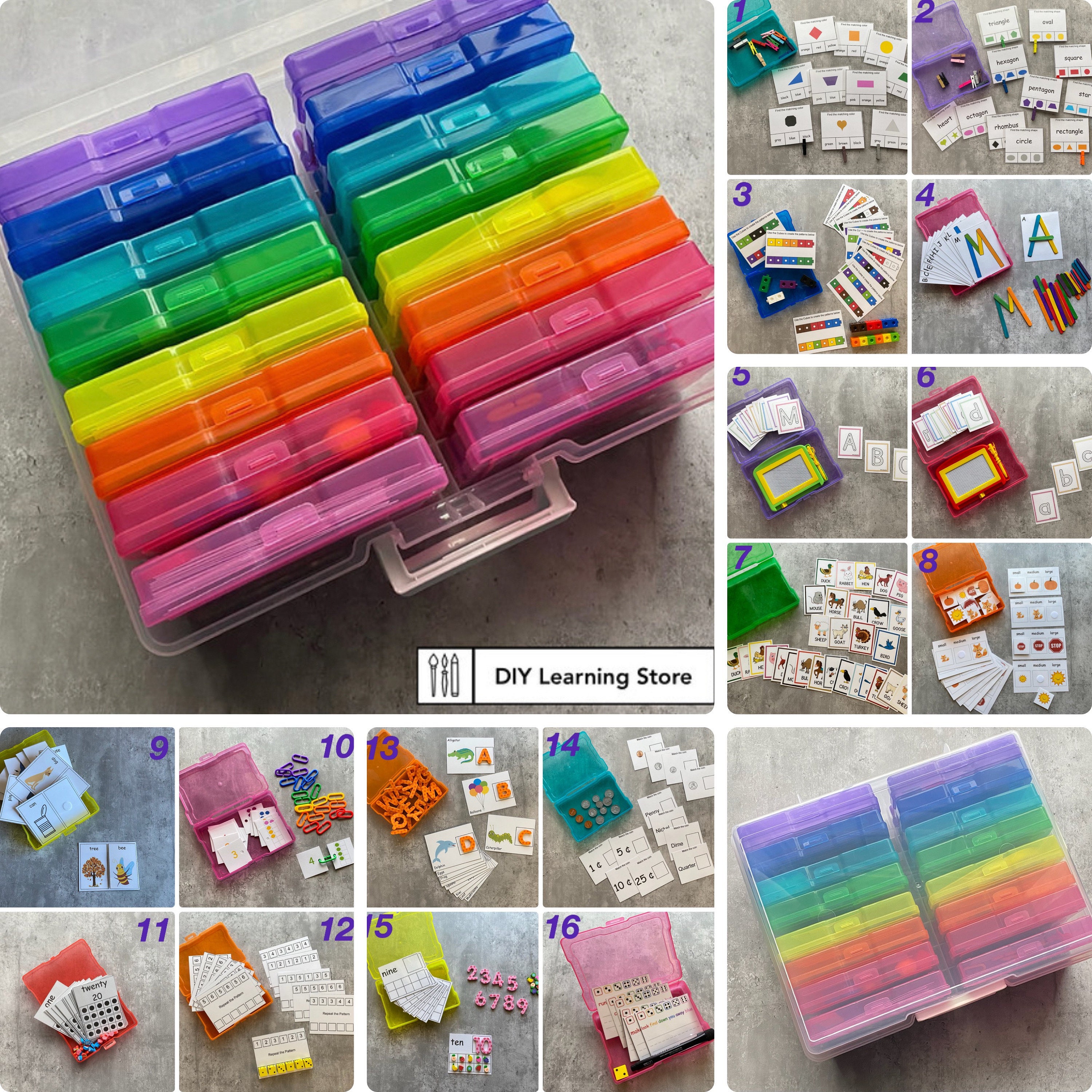 Preschool Activity Bundle #2- 16 Task Box Activity Sets With Carrying ...