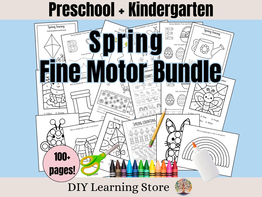 Spring Fine Motor Bundle- Spring Dot Art and Cutting Practice- Spring ...