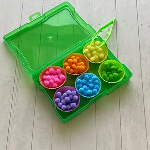 Counting and Color Sorting With Mini Poms Task Box Activity Set ...