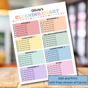 Editable Cleaning Chart | Kids Cleaning Schedule | Behavior Tracker ...