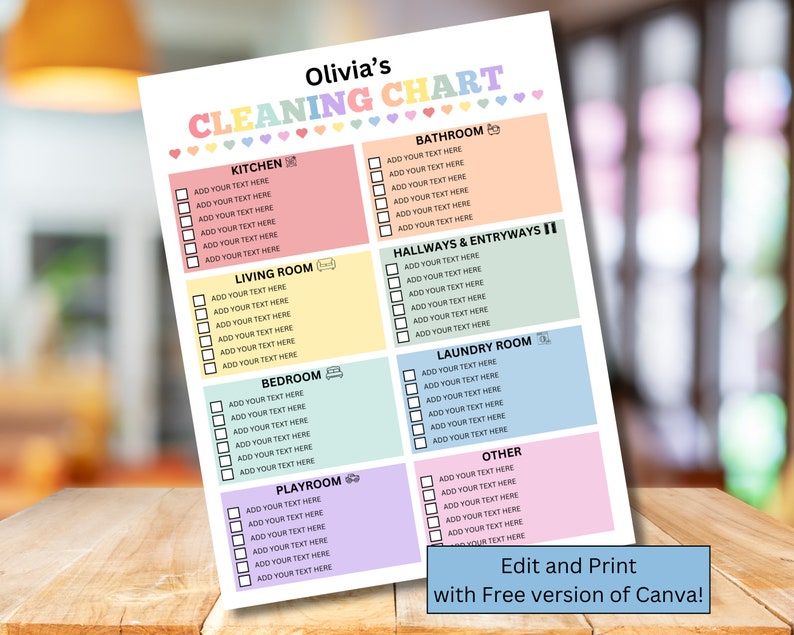 Editable Cleaning Chart | Kids Cleaning Schedule | Behavior Tracker ...