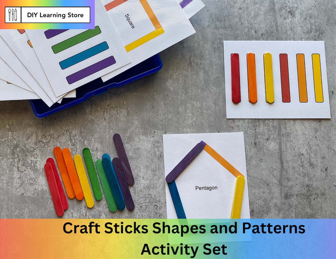 PDF Craft Sticks Shapes and Patterns Activity Cards Instant - Etsy