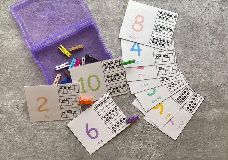 Ten Frame Number Match Clip Cards- Task Box Activity Set for Preschool ...