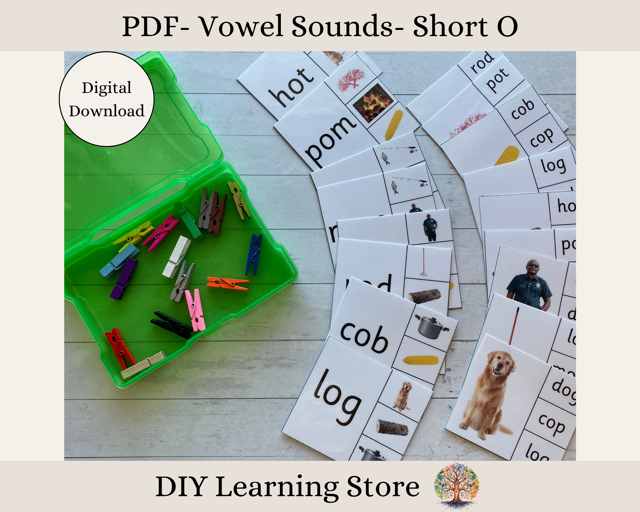 Short O Vowel Sounds Phonics Activity Set - Montessori Learning (PDF ...