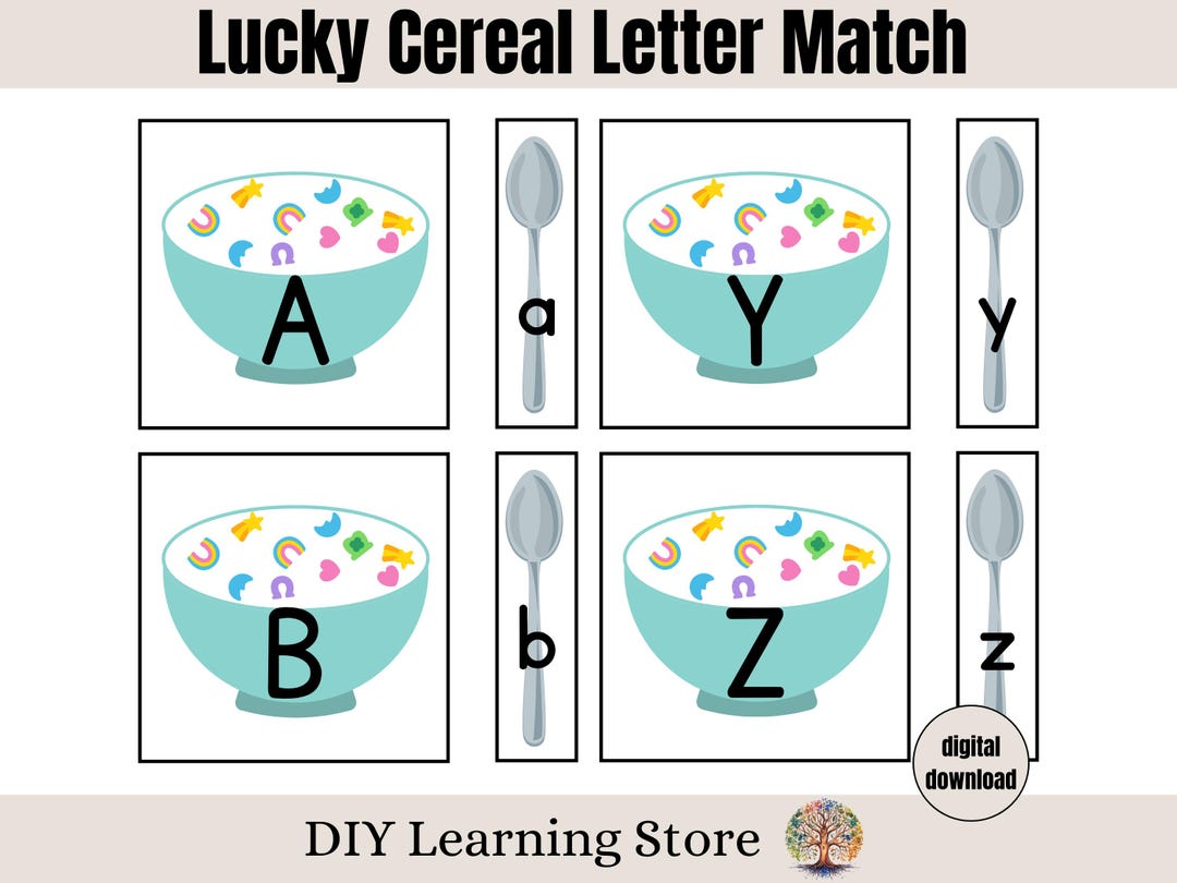 Lucky Cereal Letter Match Activity Set- St Patricks Day- Spring Themed ...