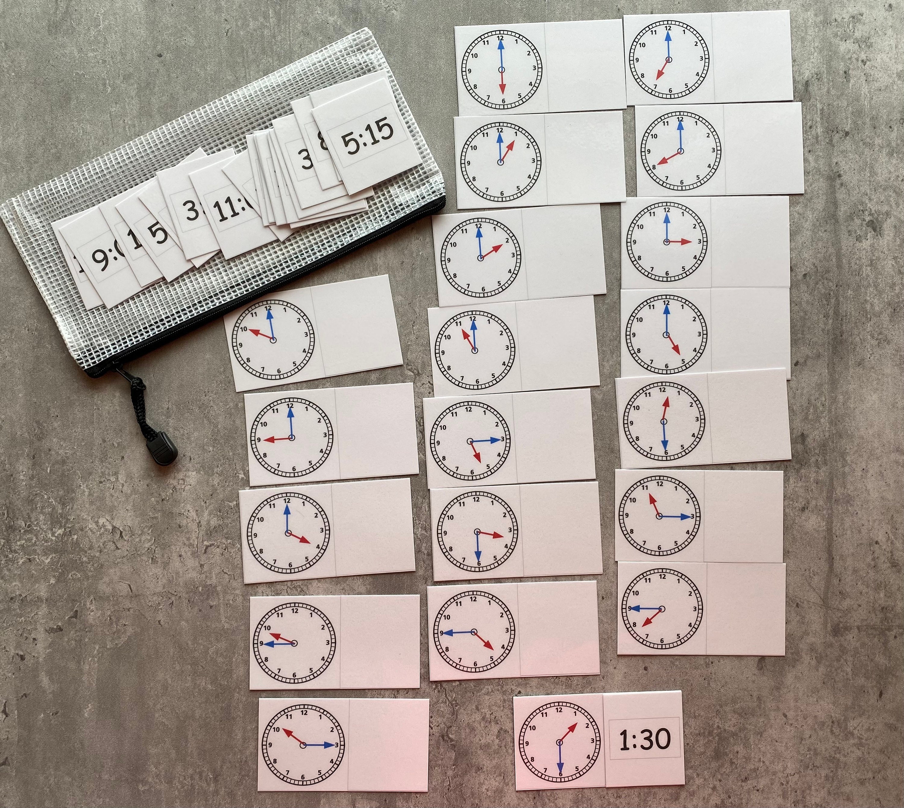 Analog Clock Matching- Telling Time Activity Set- Montessori Learning ...