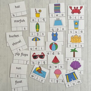 Beginning Sounds- Summer Clip Cards- Toddler Activities- Preschool ...