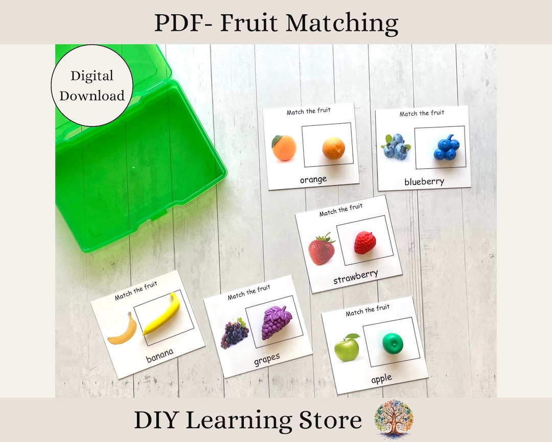 Fruit Matching Activity Cards- Instant Download- Montessori Learning ...