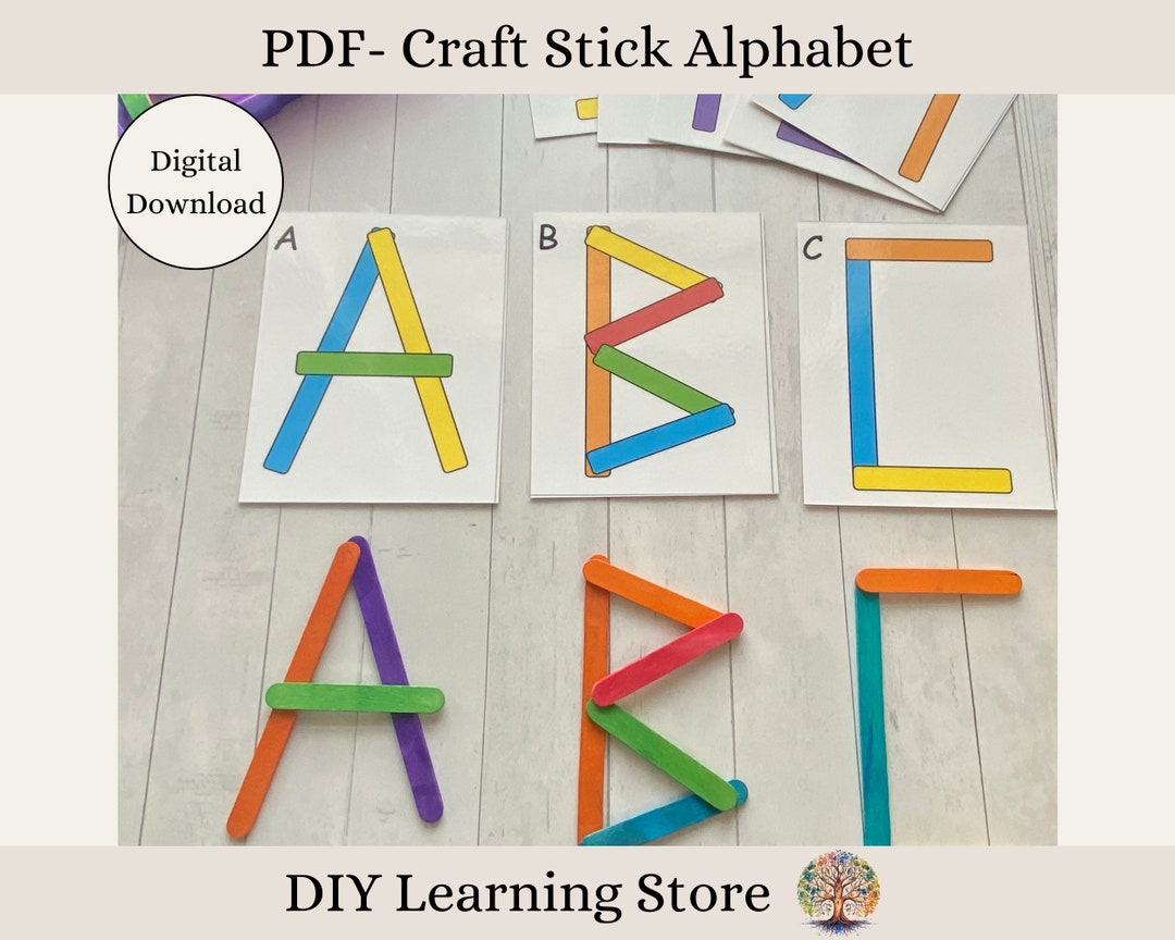 Craft Stick Alphabet and Numbers- Activity Cards- Instant Download ...