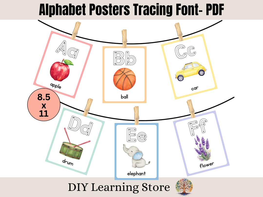 Alphabet Posters-tracing Font- ABC Posters Classroom, Alphabet Poster ...
