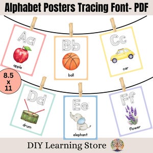 Alphabet Posters-tracing Font- ABC Posters Classroom, Alphabet Poster ...
