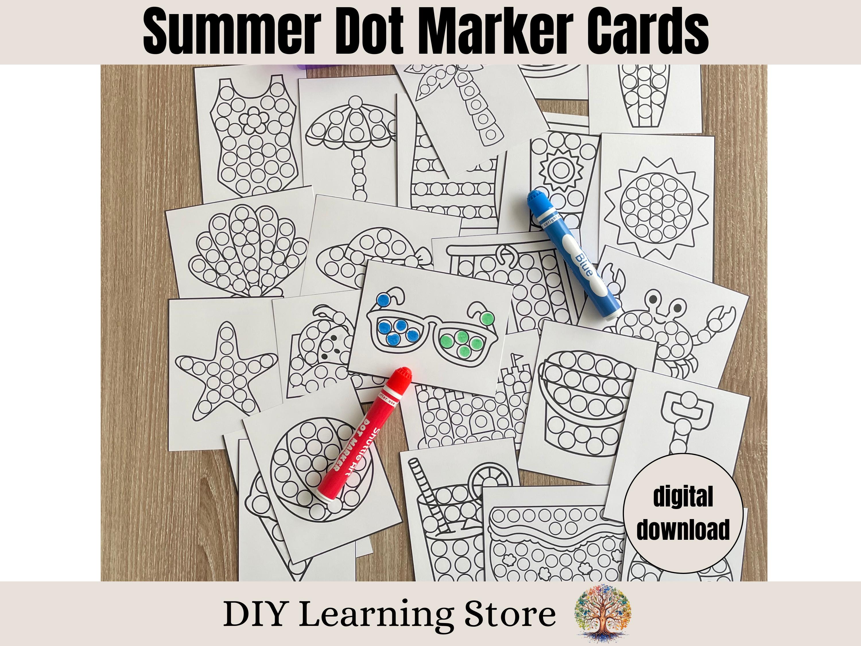 Dot Marker Coloring Pages- Summer Themed Cards- Toddler Activities ...