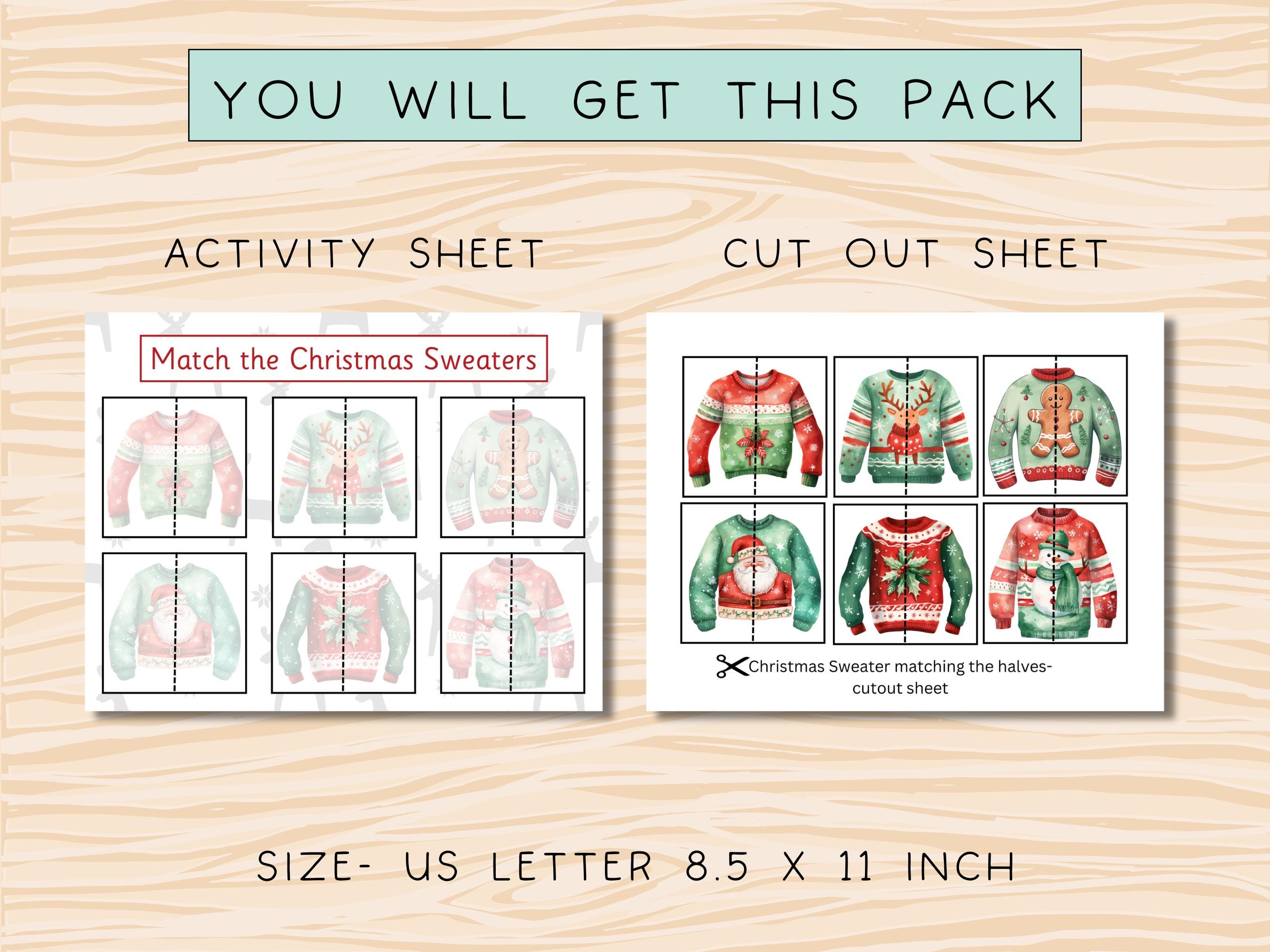Match Christmas Sweaters- Pattern Matching Activity- Toddler, Preschool ...