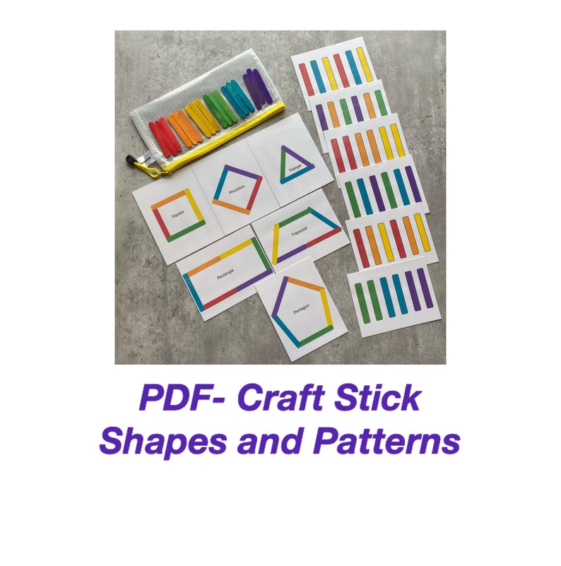 PDF Craft Sticks Shapes and Patterns Activity Cards Instant - Etsy