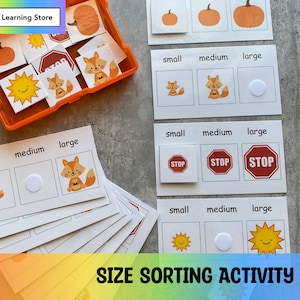 PDF Size Sorting Task Box Cards 1 Instant Download Montessori Learning ...