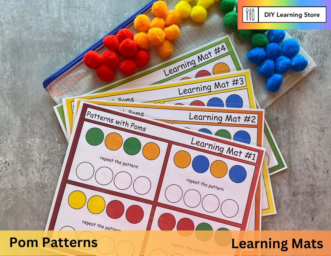 Pom Patterns Learning Mat Activity Set Montessori Toy for - Etsy