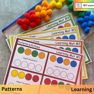 Pom Patterns Learning Mat Activity Set- Montessori Toy for Preschool ...