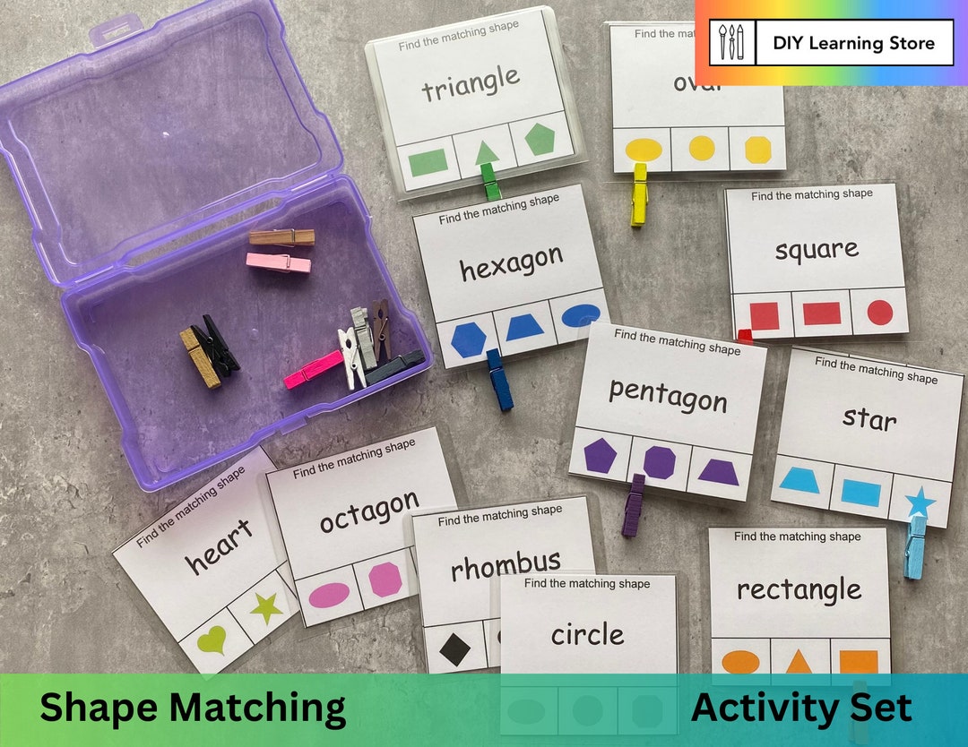 Shape Matching With Clothespins-activity Set - Etsy