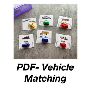 PDF Vehicle Matching Activity Cards Montessori Learning Toy for ...