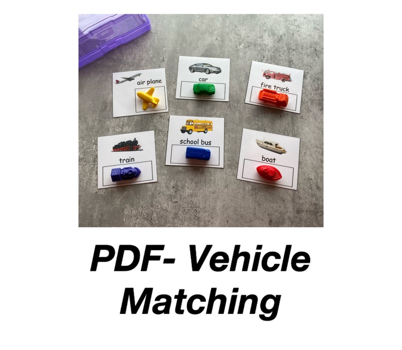 PDF Vehicle Matching Activity Cards - Etsy