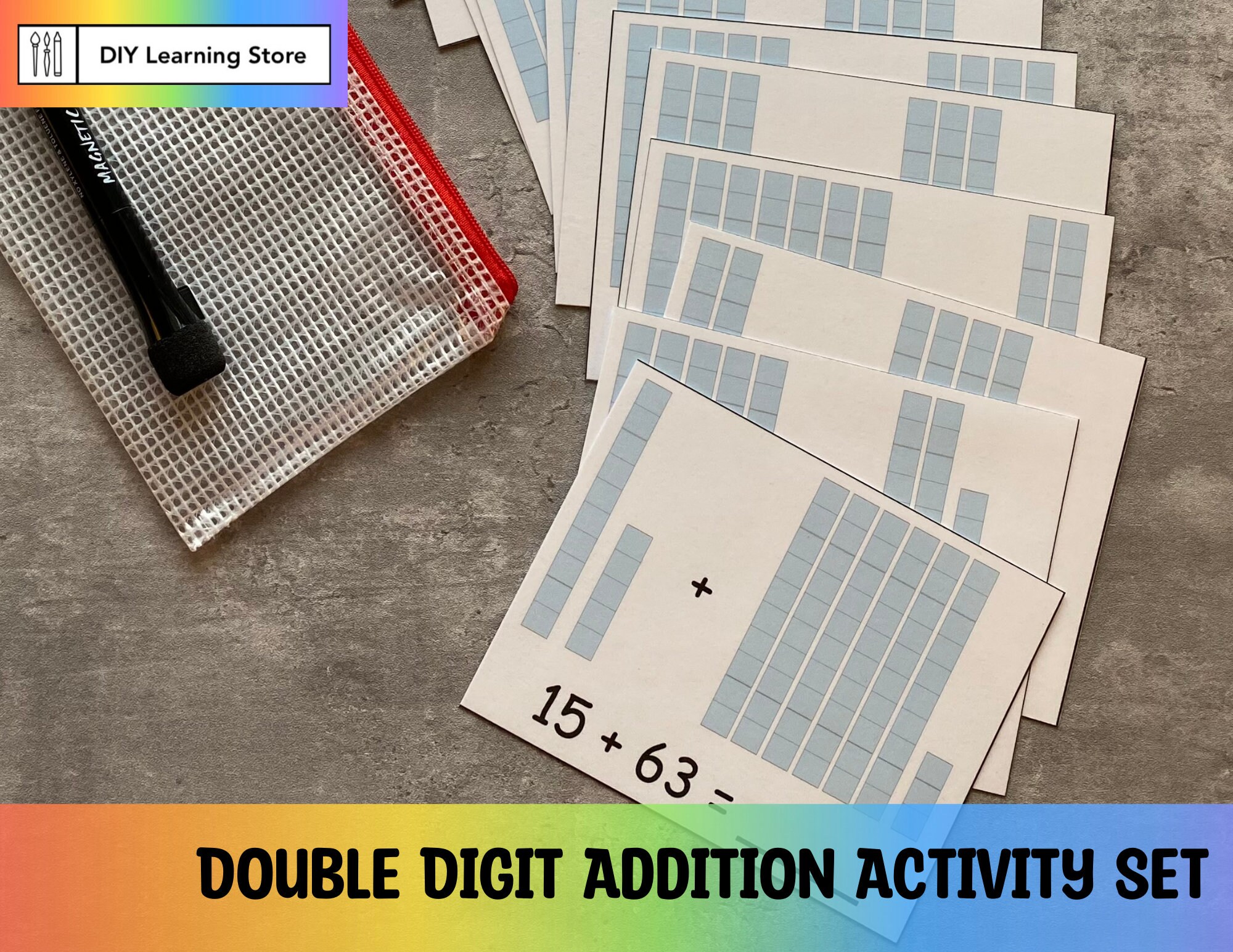 Double Digit Addition Task Cards – Montessori Learning (PDF Pattern) - Etsy