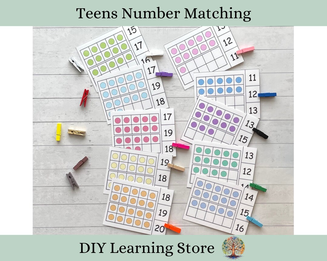 Teens Number Matching Ten Frames Clip Cards- Task Box Activity Set- for ...