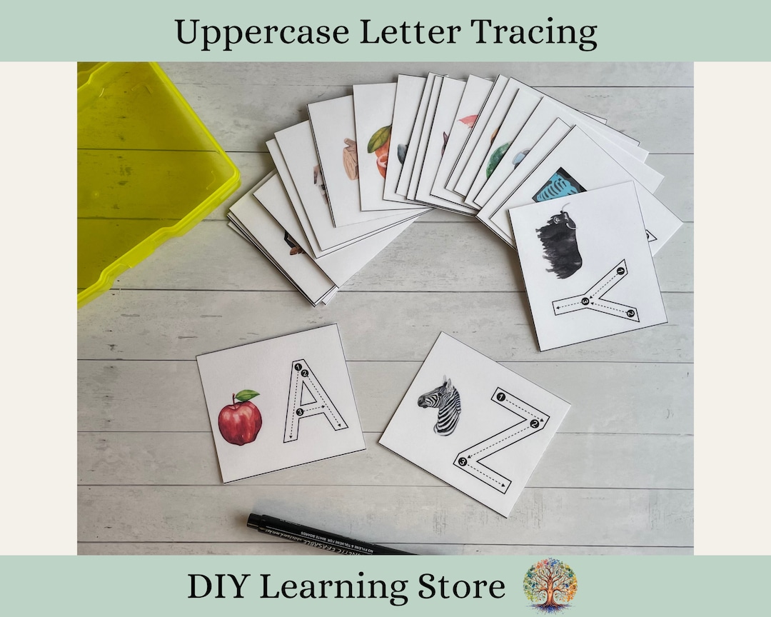 Letter Tracing Activity Cards With Beginning Sounds Pictures-task Box ...