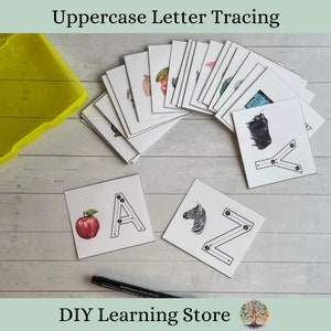 Letter Tracing Activity Cards With Beginning Sounds Pictures-task Box ...
