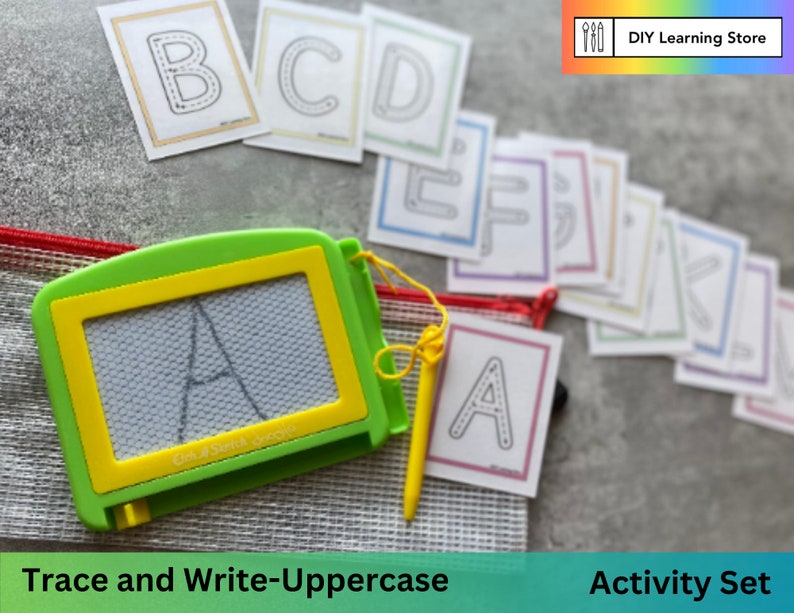 Trace and Write Uppercase Letters Activity Set- Montessori Learning Toy ...