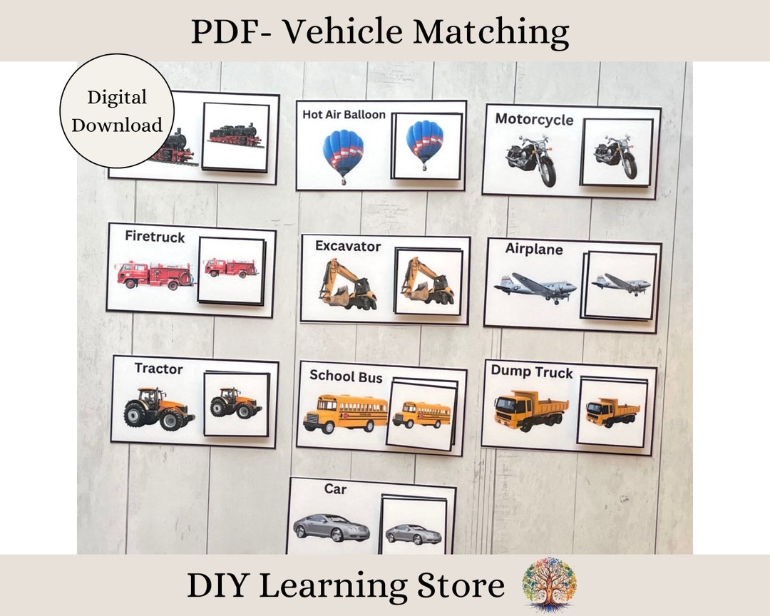 Vehicle Matching- Task Box Activity Set- for Toddlers, Preschool ...