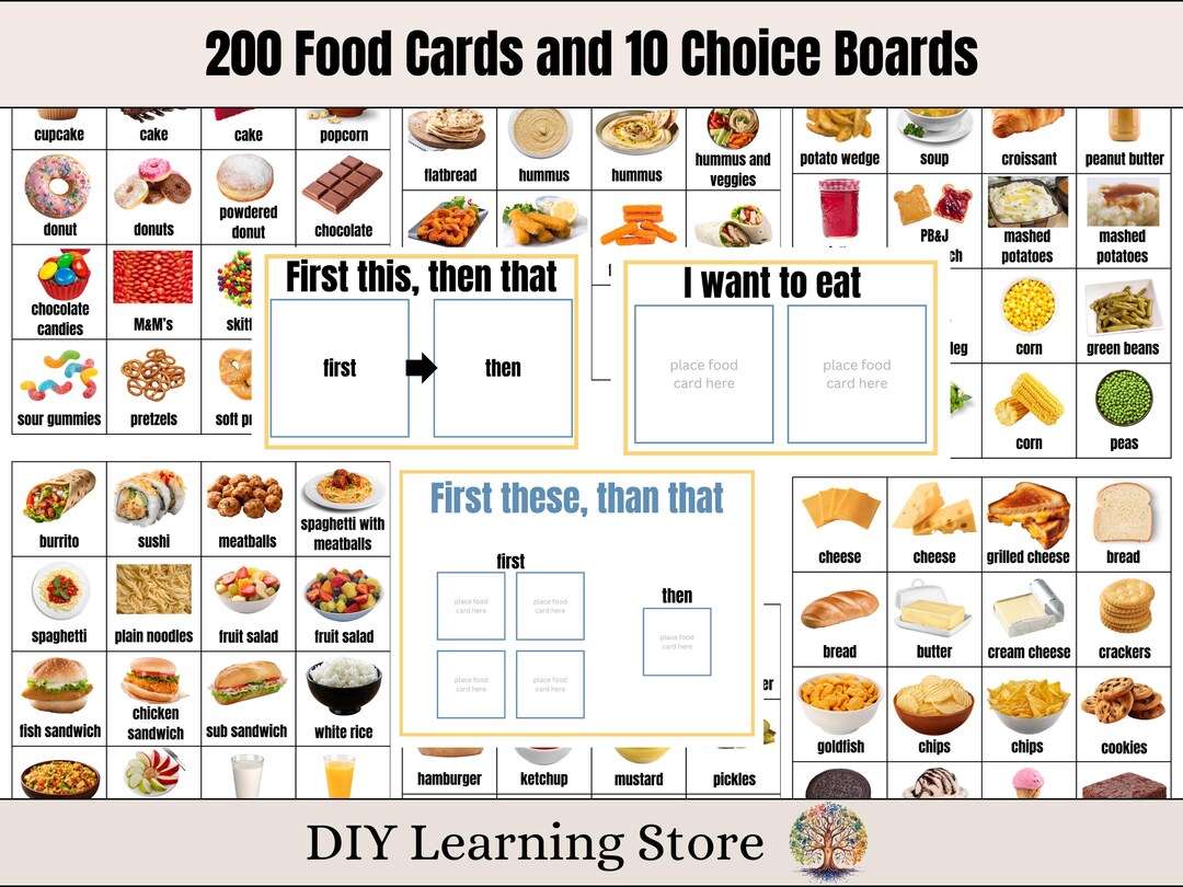200 Food Cards and 10 Choices Boards- REAL PICTURES- Food Visual Aid ...