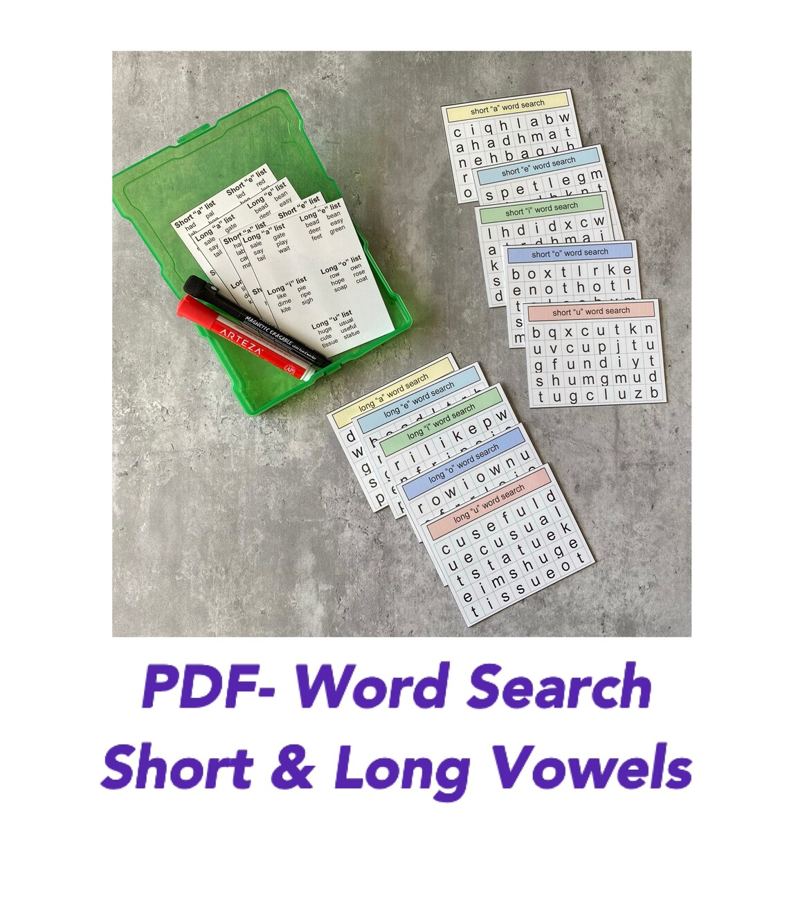 PDF Word Search Long and Short Vowel Sounds Activity Cards - Etsy