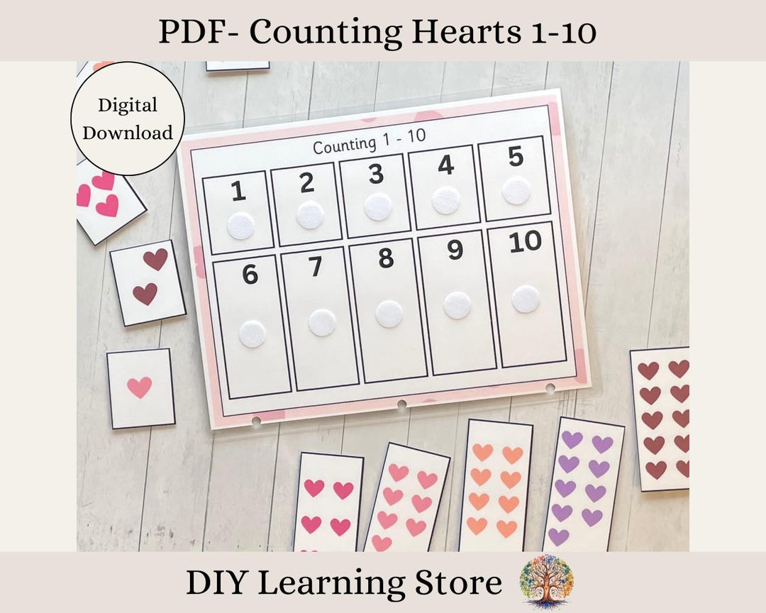 Counting Hearts- Valentine's Day Activity Page- Toddler, Preschool ...