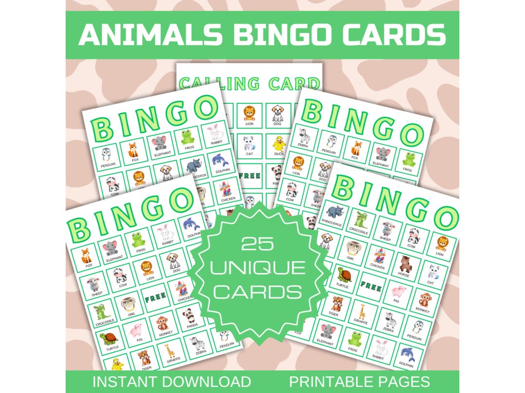 Animals Bingo Cards- Learning Games for Preschool, Homeschool, Special ...